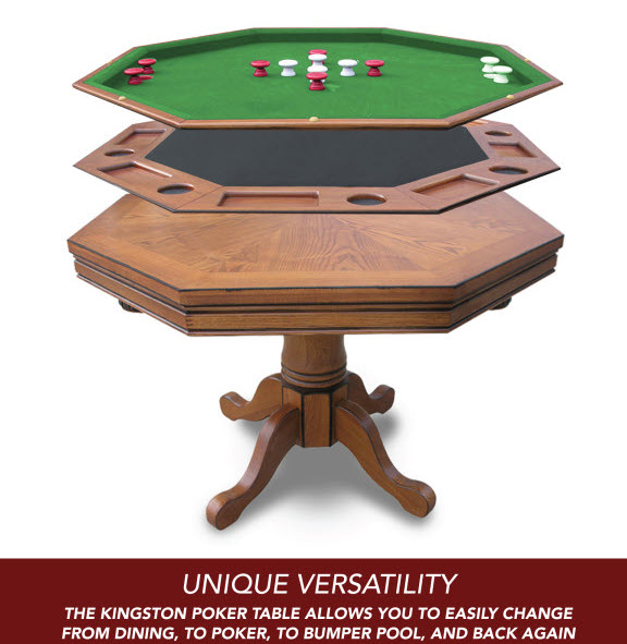 Kingston 48 in Poker Table Combo Set with 4 Arm Chairs Oak Finish Royal Swimming Pools